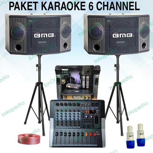 Jual paket karaoke rumah 2 speaker bmb 8 inch + power mixer 6 channel ...