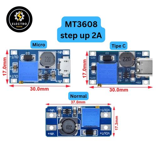 Jual modul step up dc to dc 2a | MT3608 2a type c ; micro usb ; normal ...