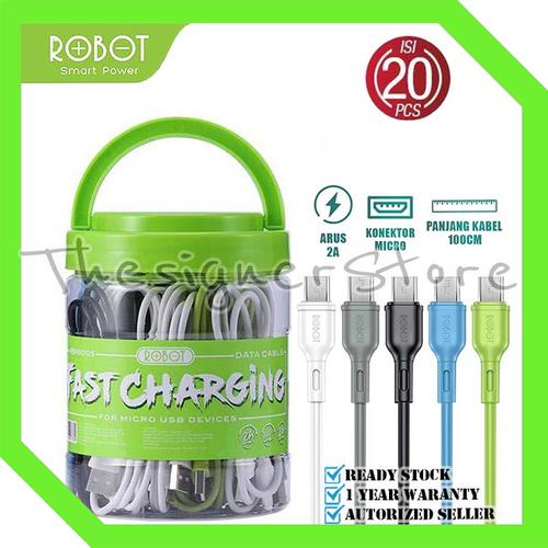 Jual Kabel Data Micro USB ROBOT RBM100S 1M Data Cable 2A (TOPLES isi ...