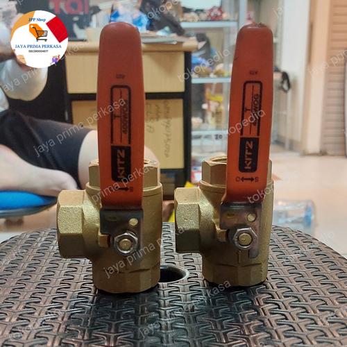 Jual Ball Valve 3 way kitz kuningan 1" inch / Stop Kran 3 jalur / Arah ...