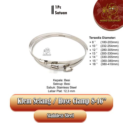 Jual Klem Selang/Klem Gas/Hose Clamp 8; 10; 12; 13; 14; 15; 16 INCH ...