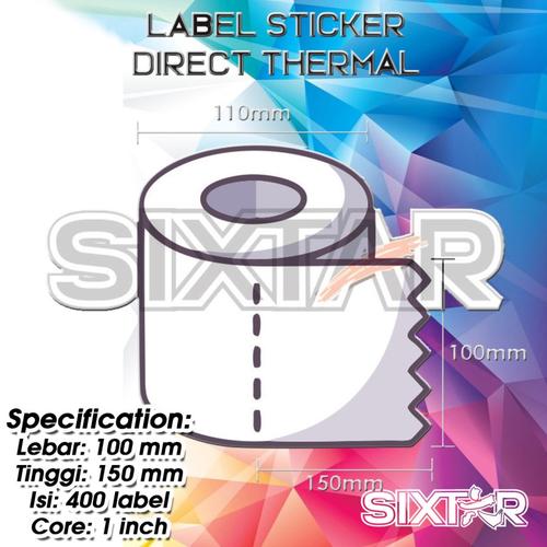 Jual Kertas Thermal Label Sticker 10x15 100x150 A6 1Line Core 1.5inch ...