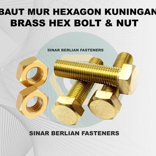 Jual Baut Mur Hexagon kuningan 10 x 50 / Brass Hex bolt and Nut ...