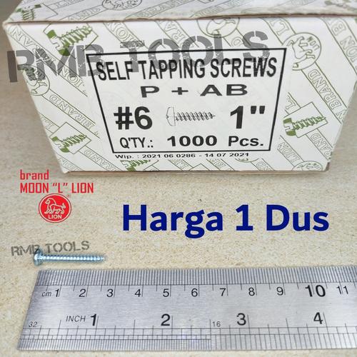 Jual 1Dus Sekrup Tapping Screw PH 6 Moon Lion Kayu Tembok Alumunium P ...