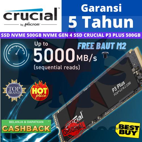 Jual SSD NVME 500GB NVME GEN 4 SSD CRUCIAL P3 PLUS 500GB - Jakarta ...