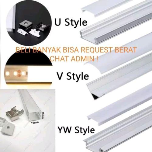 Jual Rumah Lampu Cover Led Strip List Rel Kap Alumunium Acrylic Batang ...