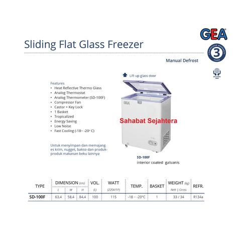 Jual Sliding Flat Glass Freezer GEA SD-100F Freezer Sliding Kaca ...