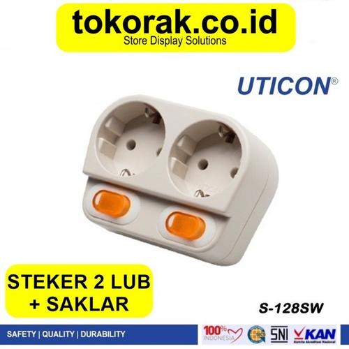 Jual UTICON S 128 SW STOP KONTAK ARDE SAKLAR STEKER COLOKAN 2 LUBANG ...