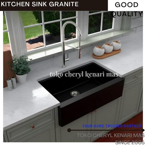 Jual KITCHEN SINK GRANITE BAK CUCI PIRING APRON BLACK HITAM 5840 BERTU ...