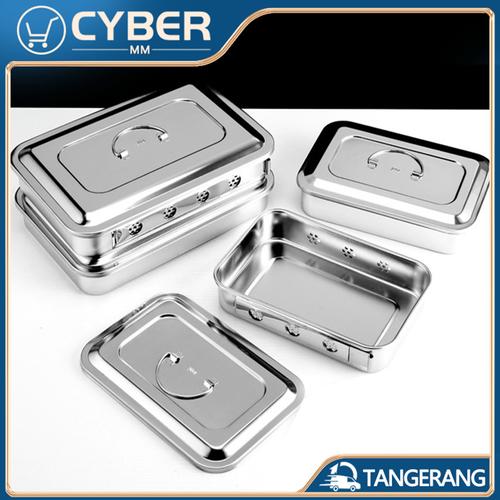 Jual Bak Instrument Tray Stainless Dental Tray Dengan Tutup & Pegangan ...