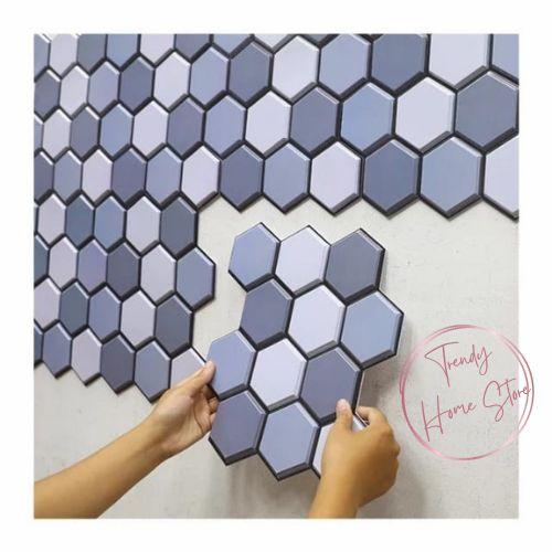 Jual STICKER DINDING HEXAGONAL 3D TAHAN AIR DAN TAHAN API - Biru Muda ...