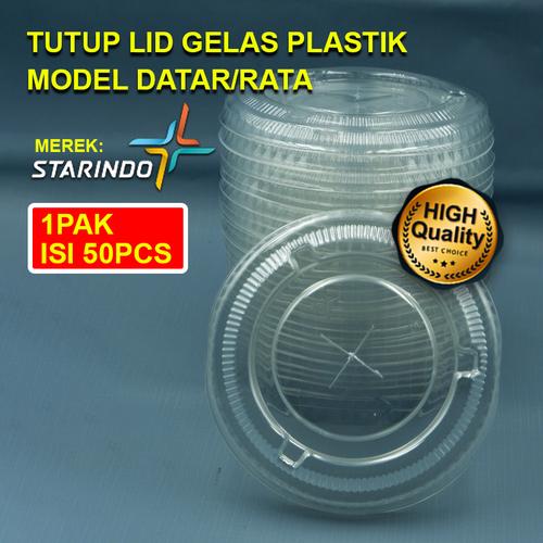 Jual Tutup Gelas Plastik Datar Bening Strawless Lid 1 Bungkus Isi 50Pcs ...