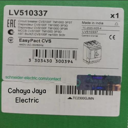Jual MCCB Schneider CVS100F 3P 100A 36KA LV510337 ORIGINAL Made In ...