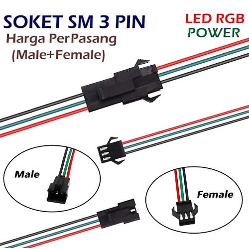 Jual Soket Terminal Kabel Jantan Betina 3 Pin Connector Konektor 3P SM-2.54 - Jakarta Barat ...