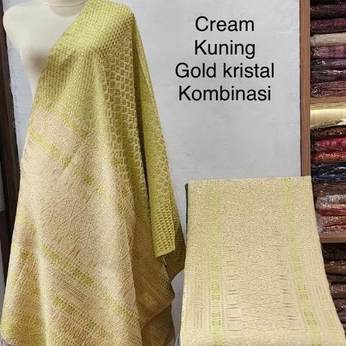 Jual Kain Songket Medan Tumtuman Tarutung Cream Kuning Gold Kristal ...