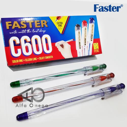 Jual Pulpen Pen Pena Ballpoint FASTER C600 0.7 mm Warna Hitam / Biru ...