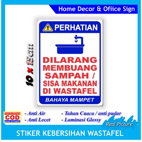 Jual Stiker label dilarang buang sampah wastafel cuci piring sticker ...