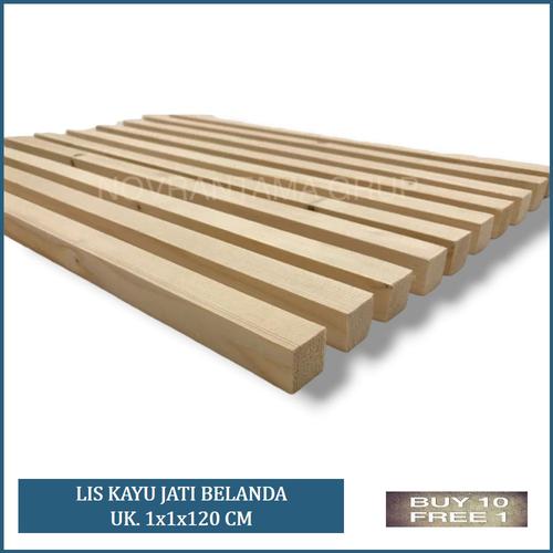 Jual Lis Kayu Jati Belanda Mahoni Solid Ukuran 1x1 Panjang 120cm ...