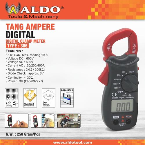 Jual TANG AMPERE DIGITAL MINI 306 / CLAMP AMPER / ALAT PENGUKUR AC DC ...