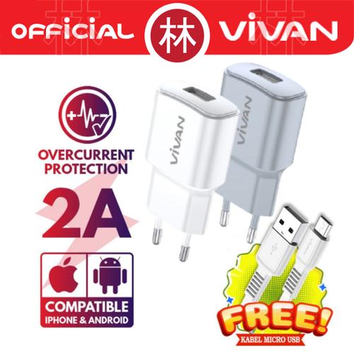 Promo Vivan Power Oval II 2A Single Output With Data Cable Micro USB ...