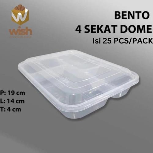 Jual lunch box 4 sekat dome / kotak makan 4 sekat dome isi 25 pcs - Kab ...