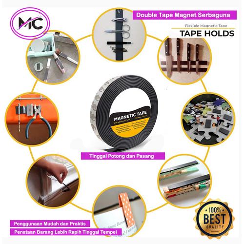 Jual Magnet Tape 3m Strip Flexible Magnetic List Double Tape Serbaguna ...