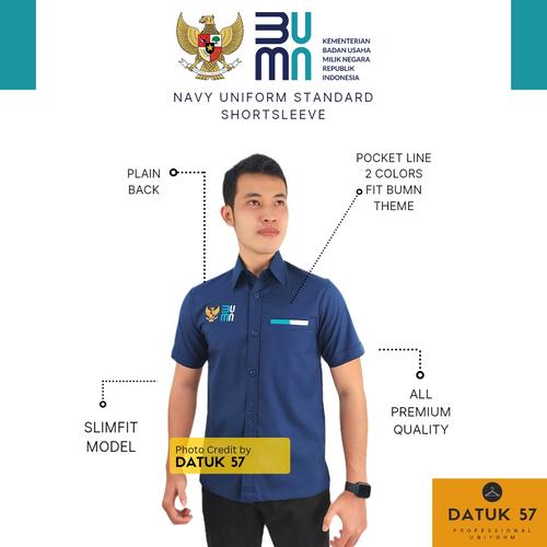 Jual Seragam Kemeja Kementerian BUMN Navy Standard Lengan Pendek (Pria ...