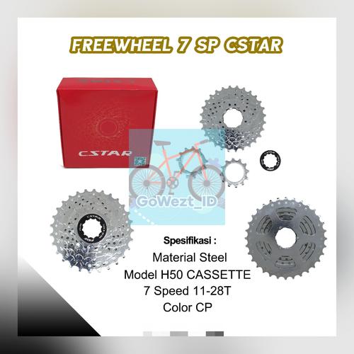 Jual Sprocket Cassette Sepeda 7 Speed Chrome CSTAR 11-28T Lipat MTB ...