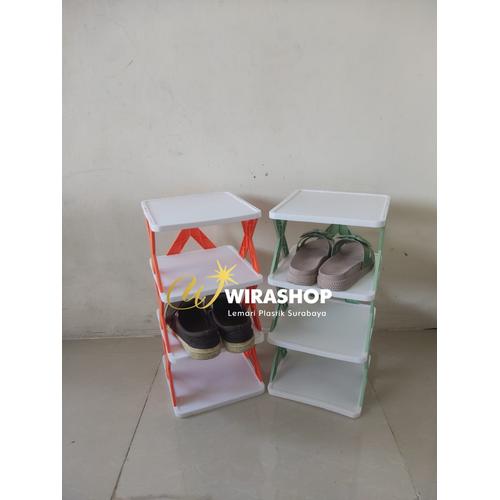 Promo Rak sepatu X rak sendal zigzag RAK SEPATU PLASTIK 4 SUSUN - putih ...