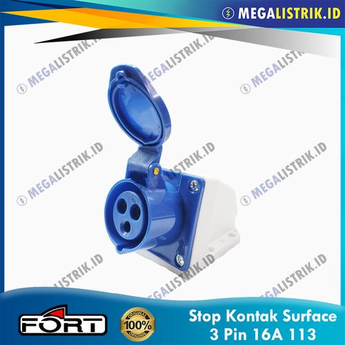 Jual Fort Stop Kontak Industrial Surface 3 Pin 16A 113 / Wall Socket ...