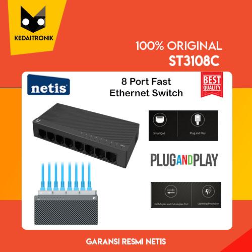 Jual SWITCH HUB NETIS ST3108C 8 Port RJ45 100M Fast Ethernet Switch ...