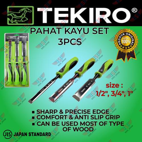 Jual TEKIRO Pahat Kayu set 3pcs Tatah kayu Wood chisel set 1/2" 3/4" 1 ...