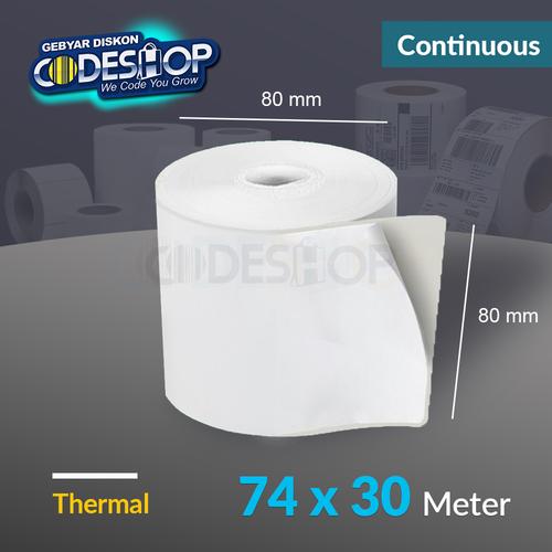 Jual Label Stiker Thermal 74x30 M Continuous 80mm Stiker Printer Label ...