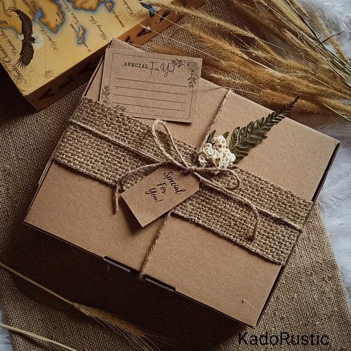 Jual BOX KADO/KOTAK KADO RUSTIK KOTAK HADIAH HAMPERS 1 SET KOMPLIT ...