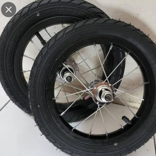 Jual ! VELG SEPEDA UKURAN 12 DEPAN DAN BELAKANG KOMPLIT DENGAN BAN LUAR ...