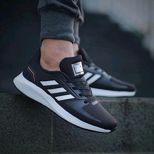 Jual Sepatu Pria ADIDAS Run Falcon Black Strips White Sepatu Sneakers ...