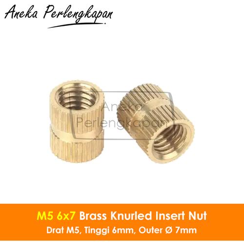 Jual M5 6x7 Brass Insert Nut / Brass Hot Melt Nut Thread M5 / Drat M5 ...