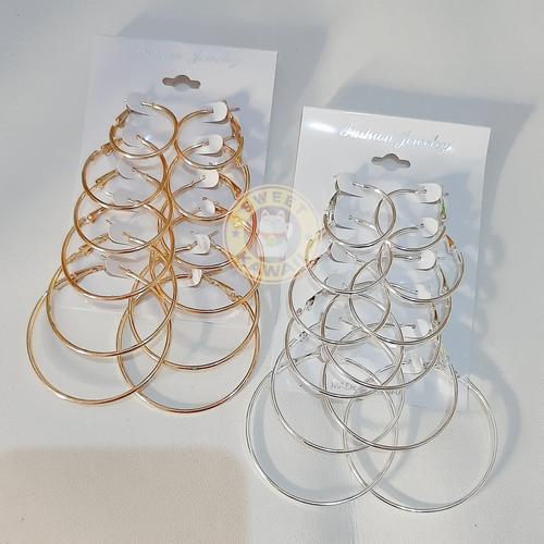 Jual Anting Tusuk Bulat Ring 6 Pasang/Set Anting Hoop Ukuran Kecil ke ...