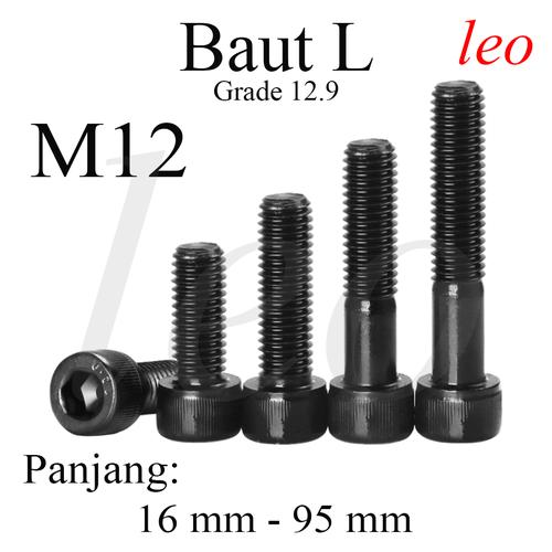 Jual Baut L M12 Panjang 16 - 95 mm Grade 12.9 Hex Socket Head Cap Screw ...