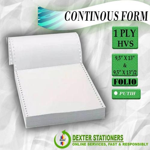 Jual KERTAS CONTINUOUS FORM 1 PLY FOLIO/ KERTAS KOMPUTER FOLIO FULL ...