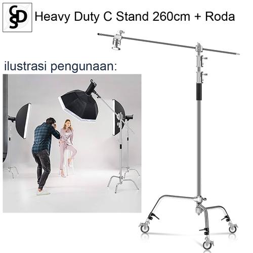 Jual CDS Heavy Duty Metal C Stand Boom Arm + Roda For Godox Softbox ...