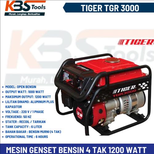 Jual Mesin Genset Bensin 4 Tak TGR 3000 TIGER - Generator Gasoline 1200 ...