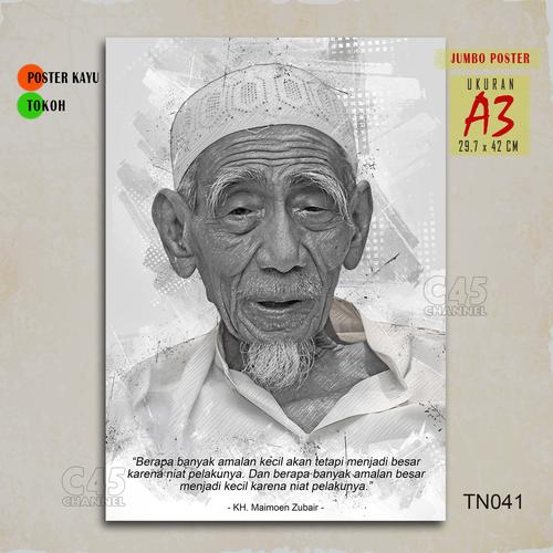 Jual Sketsa Foto KH MAIMOEN ZUBAIR Poster Kayu Seni Gambar Mbah Mun ...