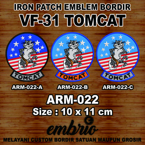Jual ARM-022 Patch VF-31 TOMCAT VF 31 Back Thermo Emblem Top Gun Patches - 022-A GreyBlac - Kab ...