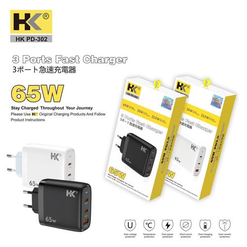 Promo HK Adapter Charger PD-302 65W Fast Charging 3 Port USB Type C ...