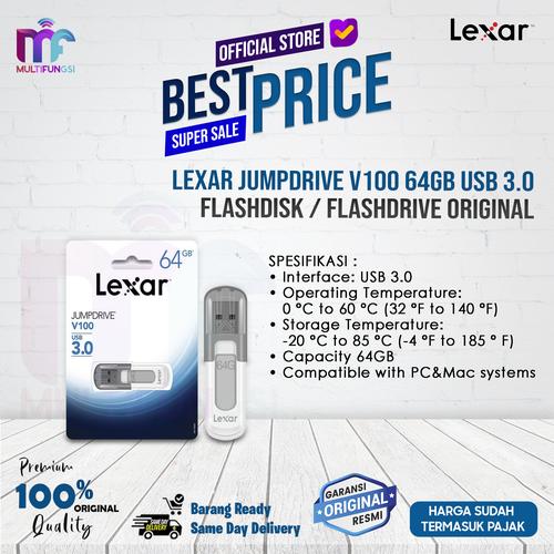Jual ORIGINAL LEXAR FLASHDISK 64GB JUMPDRIVE V100 / USB 3.0 FLASH DISK ...
