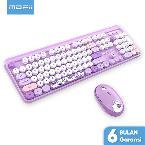 Promo MOFii Keyboard Mouse Wireless 2.4G Set Hello Bear - Light Blue ...