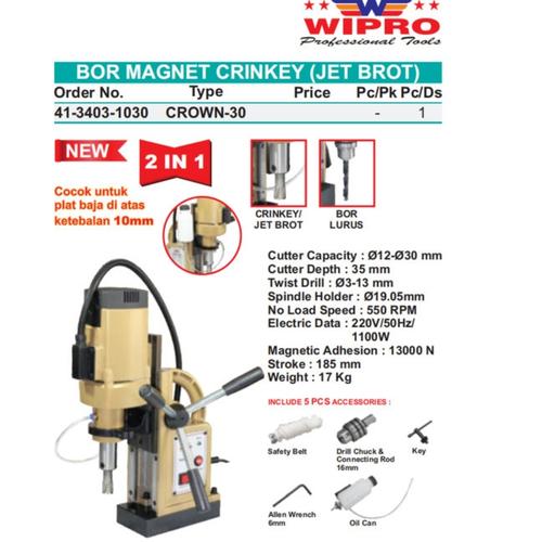 Jual Wipro Crown-30 2 in 1 Mesin bor magnet Jetbroach Crown30 jet brot ...