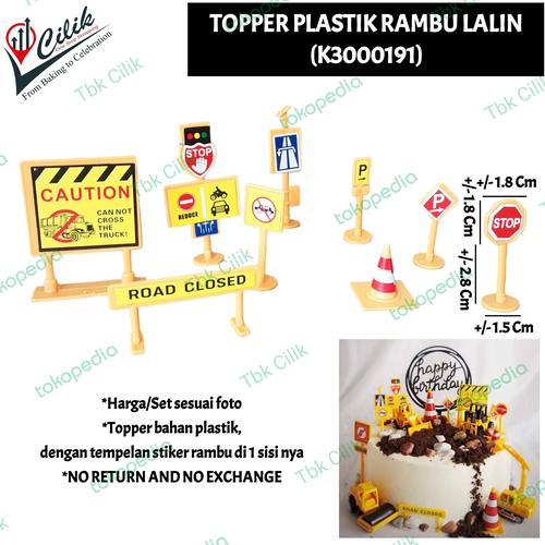 Jual topper+plastik+rambu+lalu lintas+konstruksi+jalandekor+kue+maket ...