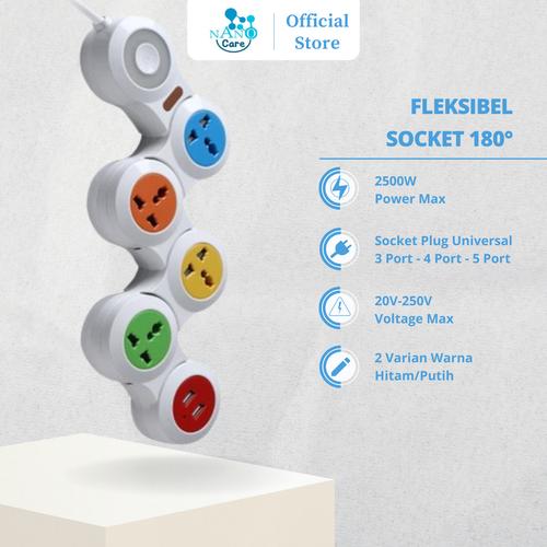Jual Stop Kontak Colokan Listrik Fleksibel Berputar 180 Derajat 2 USB ...